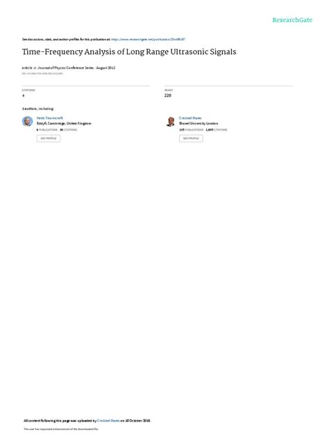 Time Frequency Analysis Of Long Range Ultrasonic Pdf Spectral