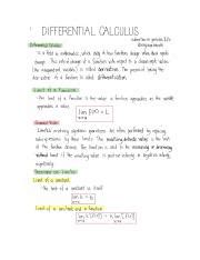 Understanding Differential Calculus Key Concepts And Theorems Course