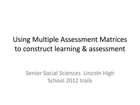 Ppt Enhancing Social Sciences Learning With Multiple Assessment