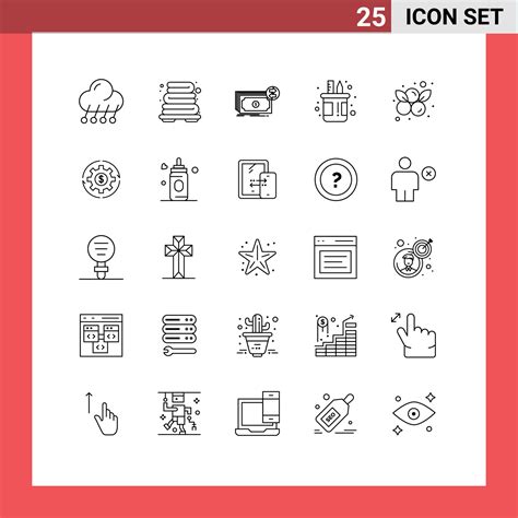 Editable Vector Line Pack Of 25 Simple Lines Of Pot Pen Banknotes Holder Money Editable Vector