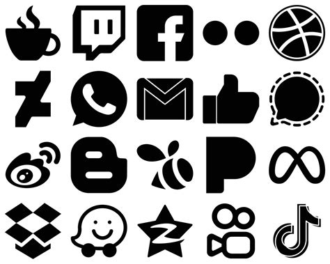 20 Creative Black Solid Icon Set Such As Signal Like Yahoo Mail And