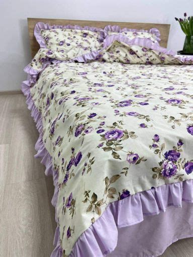 Постільна білизна з рюшами євро 200х220 на блискавці Бязь Gold Luxe наволочки 70х70 1007839