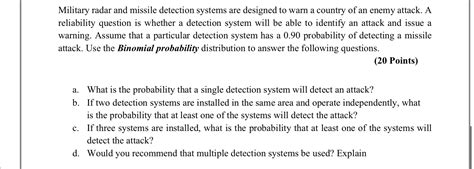 Solved Military Radar And Missile Detection Systems Are