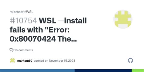 wsl install fails with error 0x80070424 the specified service does