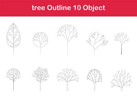 Tree Line Drawing Side View Graphics Trees Elements Single Object Outline Minimal Plant Symbol