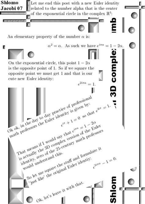 On The Work Of Shlomo Jacobi And A Cute More Or Less New Euler Identity