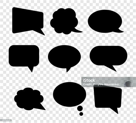 검은 연설 거품 생각 텍스트 거품 기호 종이 접기 거품 연설 모양입니다 만화 대화 구름 벡터 세트 0명에 대한 스톡 벡터 아트