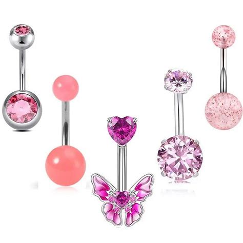 5 Piece Stainless Steel Umbilical Ring 16g Perforated Umbilical Staple