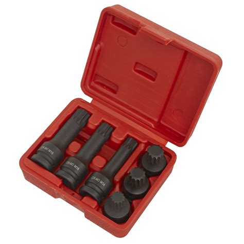 6pc 12sq Drive Impact Spline Socket Bit Set Sx052 Sealey 6pc 12sq Drive Impact Spline Socket Bit Set Sx052 Sealey