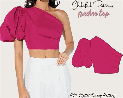 Puffy Sleeve Top Sewing Pattern Asymmetrical One Shoulder Design Pdf Pattern Etsy