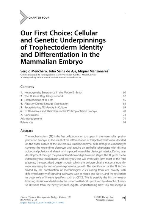 Pdf Our First Choice Cellular And Genetic Underpinnings Of Trophectoderm Identity And