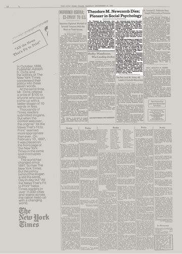Theodore M Newcomb Dies Pioneer In Social Psychology The New York Times