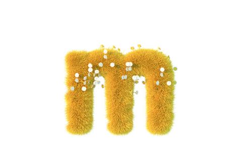 노란 잔디와 꽃 소문자 흰색 배경 문자 M 0명에 대한 스톡 사진 및 기타 이미지 0명 3차원 형태 개념 Istock