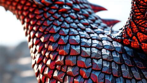 Closeup Of Red Dragon Scales Premium AI Generated Image