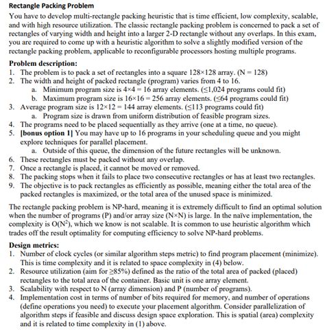 Solved Rectangle Packing Problem You Have To Develop Multi Rectangle Course Hero