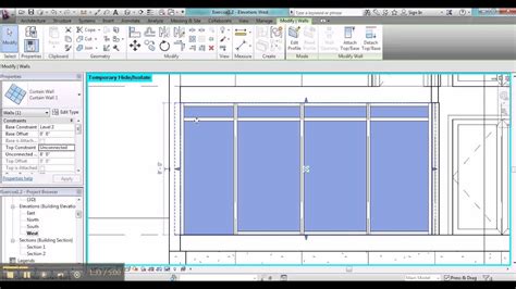 Modifying A Curtain Wall In Revit Youtube