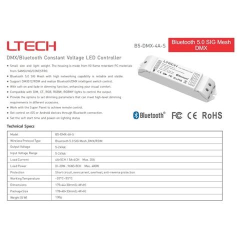DMX Bluetooth Constant Voltage LED Controller B DMX A S