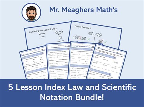 5 Lesson Index Law And Scientific Notation Bundle Teaching Resources