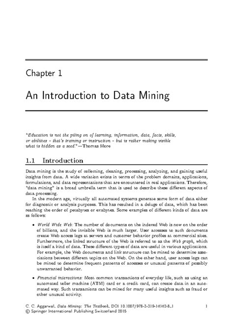 Data Mining The Textbook Chapter 1 Chapter 1 An Introduction To Data Mining “education Is Not