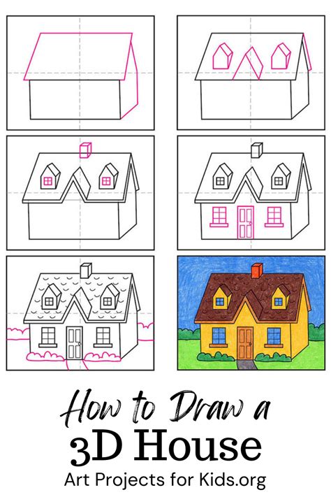 Easy How To Draw A House Tutorial And House Coloring Page Simple House Drawing Drawings