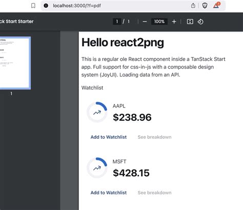 Server Side React That Renders As Png Pdf Or Interactive Webapp