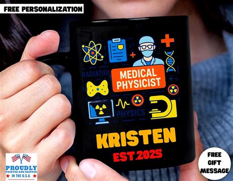 Personalized Medical Physicist Mug Custom Name And Year Glossy Black