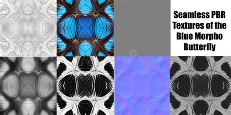 Seamless Realistic Blue Morpho Pbr Texture 3d Design Texturing Pattern Stock Illustration