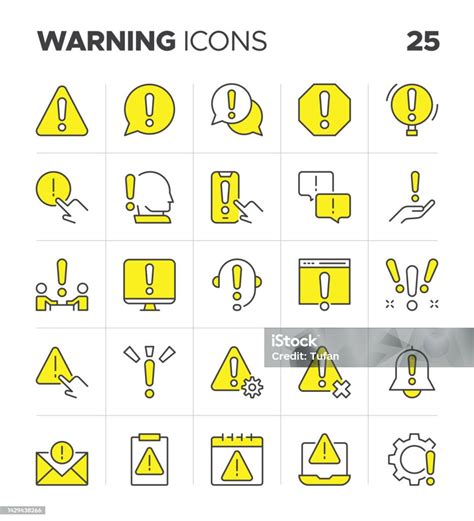 Colorful Warning Icon Set Easy To Color Alert Icons Caution And Notice Symbol Collection Warning