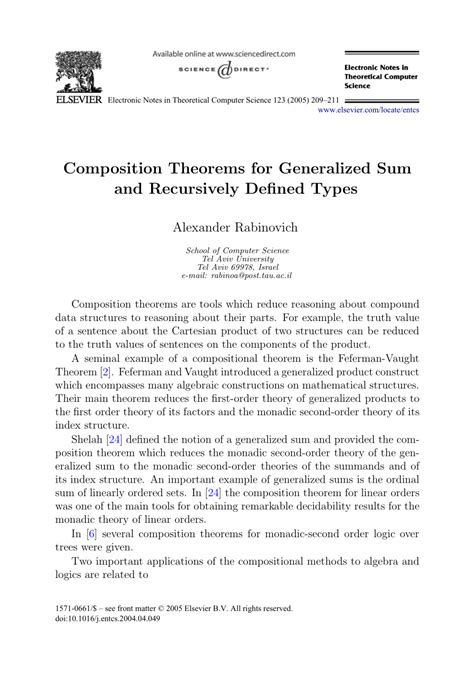 pdf composition theorems for generalized sum and recursively defined