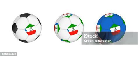 적도 기니 국기가 있는 컬렉션 축구공 세 가지 구성의 깃발이 있는 축구 장비 모형 Championship에 대한 스톡 벡터 아트 및 기타 이미지 Championship