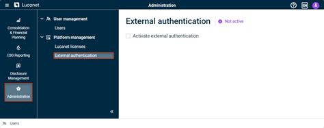 Configuring External Authentication Lucanet Support