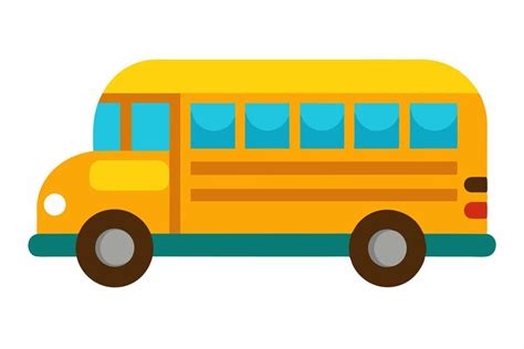 색 배경에 있는 만화 학교 버스 터 일러스트레이션 프리미엄 벡터