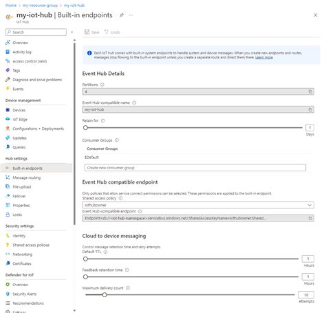 Entender O Ponto De Extremidade Interno Azure IoT Hub Microsoft Learn