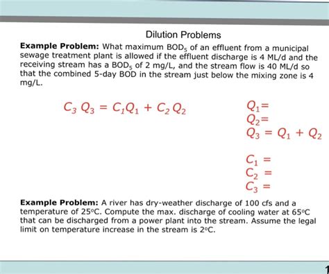 Solved Dilution Problems Example Problem What Maximum Bods