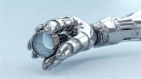 3d rendered robotic hand holding magnifying glass for automated search engine concept background