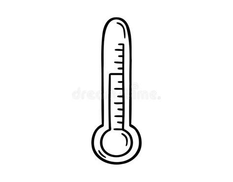 Measurement Temperature Thermometer Doodle Hand Drawn Icon Outline Drawing Thermometer Line