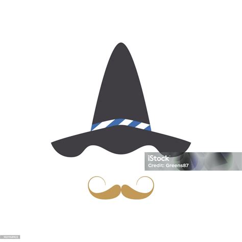 전통 옥 토 버 페스트 회색에서 사람의 아바타 파란색과 흰색 코드와 모자를 느꼈다 벡터 일러스트입니다 공휴일에 대한 스톡 벡터