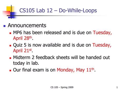 Ppt Cs105 Lab 12 Do While Loops Powerpoint Presentation Free