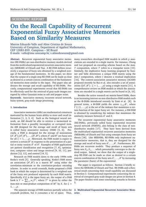 Pdf On The Recall Capability Of Recurrent Exponential Fuzzy Associative Memories Based On