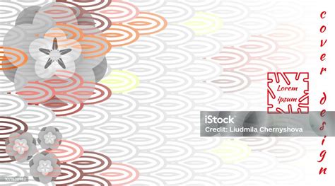 국립 동양 패턴 잉어 잉어와 사쿠라 꽃의 다채로운 물고기 비늘 최신 유행의 현대적인 디자인 서식 파일 커버 우편 엽서와 포스터