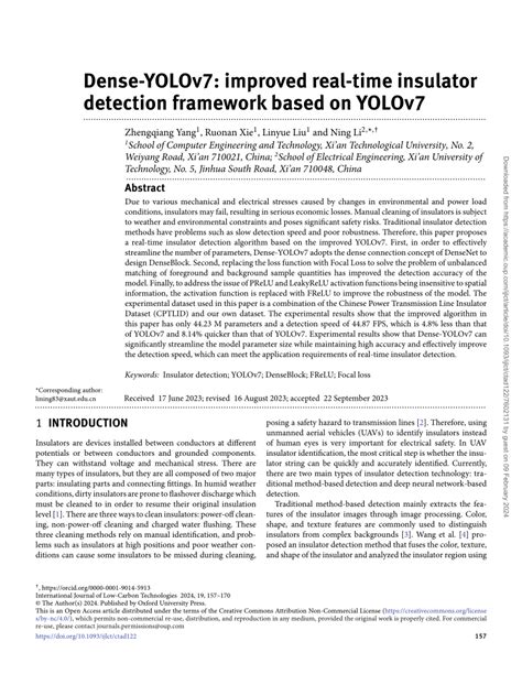 PDF Dense YOLOv Improved Real Time Insulator Detection Framework Based On YOLOv