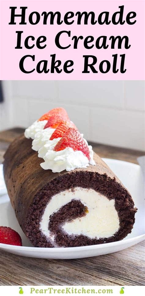 Chocolate Cake Roll Filled With Ice Cream Serve This Frosty And Frozen