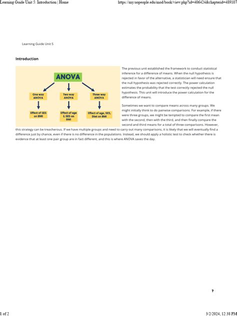 Math 1281 Learning Guide Unit 5 Introduction Home Pdf Statistical Hypothesis Testing
