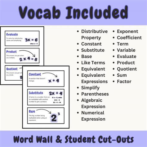 Numerical And Algebraic Expressions Cut Outs For Notebooks Color And B W