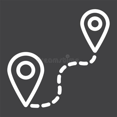 Distance Line Icon Navigation Route Map Pointer Stock Vector Illustration Of Pictogram Icon