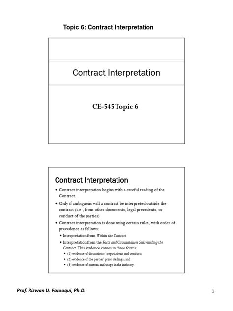 06 Contract Interpretation Pdf Parol Evidence Rule Contractual Term