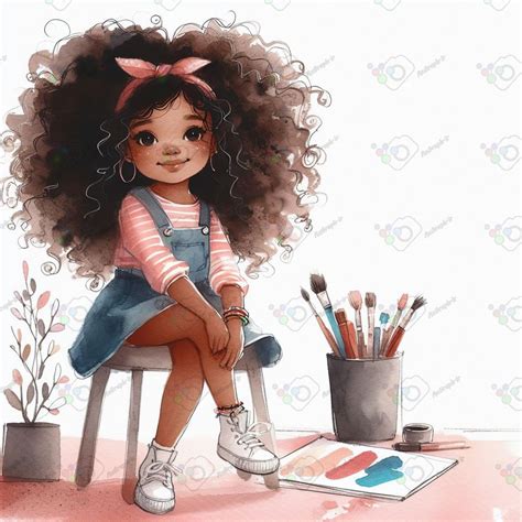 بک گراند کودکانه دختر ناز موفرفری با لوازم نقاشی کد 41062 ویژه عکس گراف عکس گراف