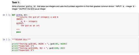 Solved Task 1 Write A Function Gcda B That Takes Two