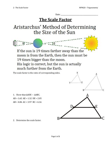 02 The Scale Factor Notes 2 The Scale Factor Mpm2d Trigonometry Page 1 Of 3 Date