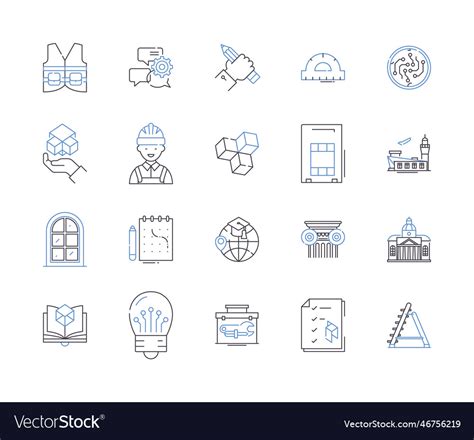 Engineering And Design Outline Icons Collection Vector Image